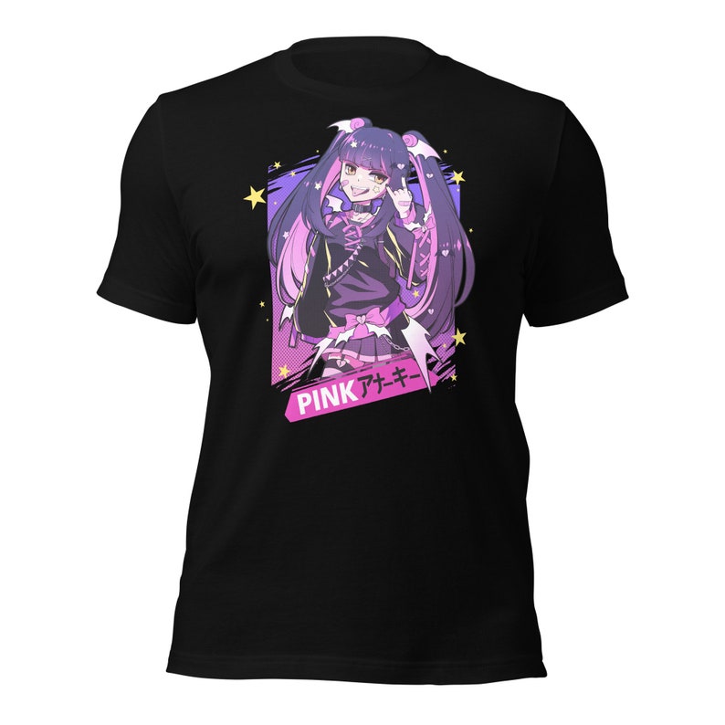 Pink Anarchy Goth Anime Girl Black Unisex Tshirt | Japan Harajuku ...