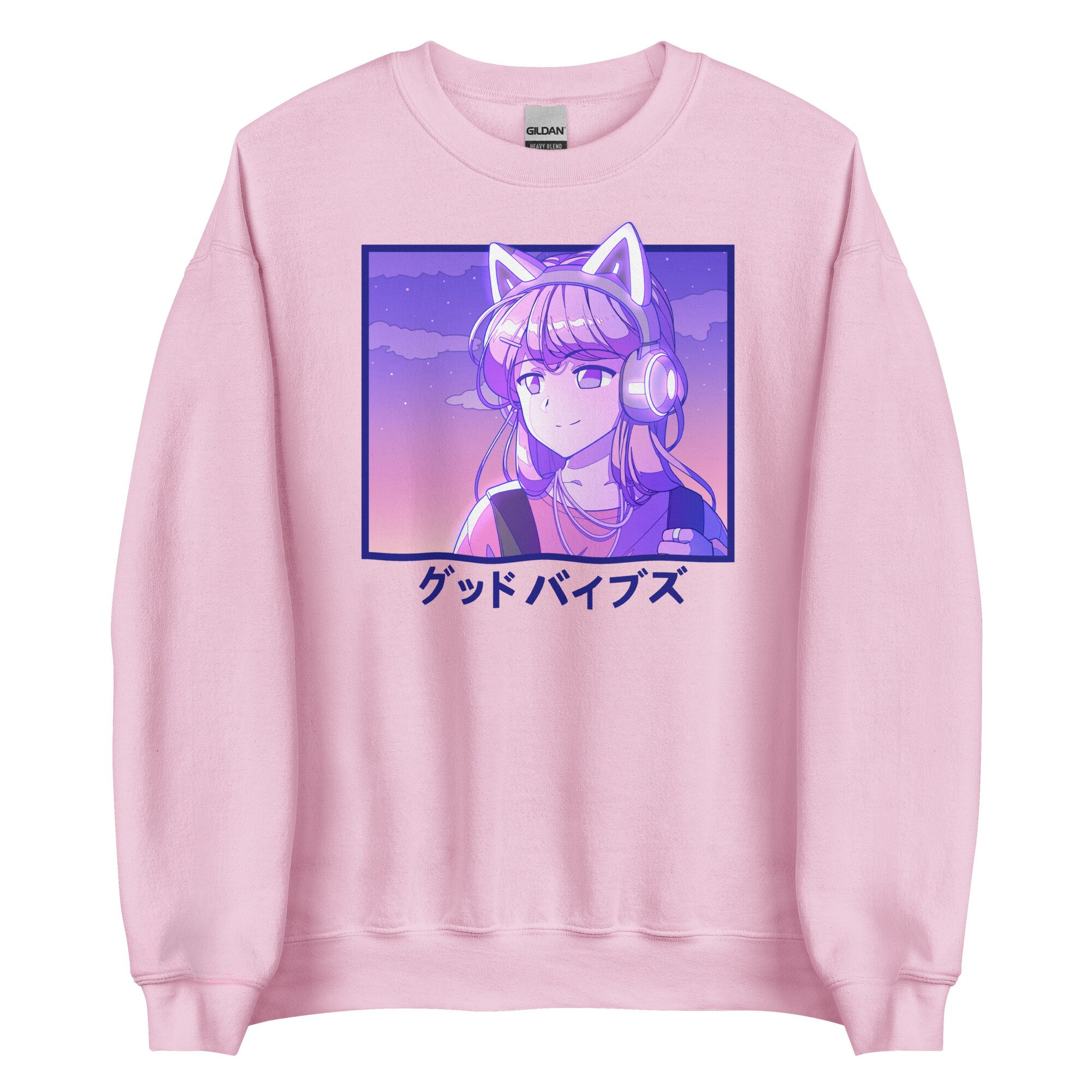 Good Vibes | Pastel Anime Girl Sweatshirt | Japan | Colorful | Calm ...
