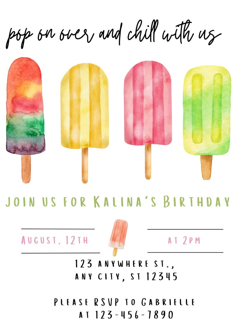 Popsicle Birthday Invitation Birthday Invite Summer Party - Etsy