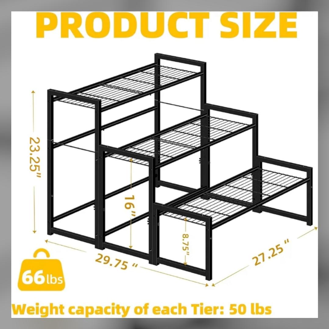 3 Tier Stackable Metal Plant Stand for Indoor Outdoor Use – Heavy Duty ...
