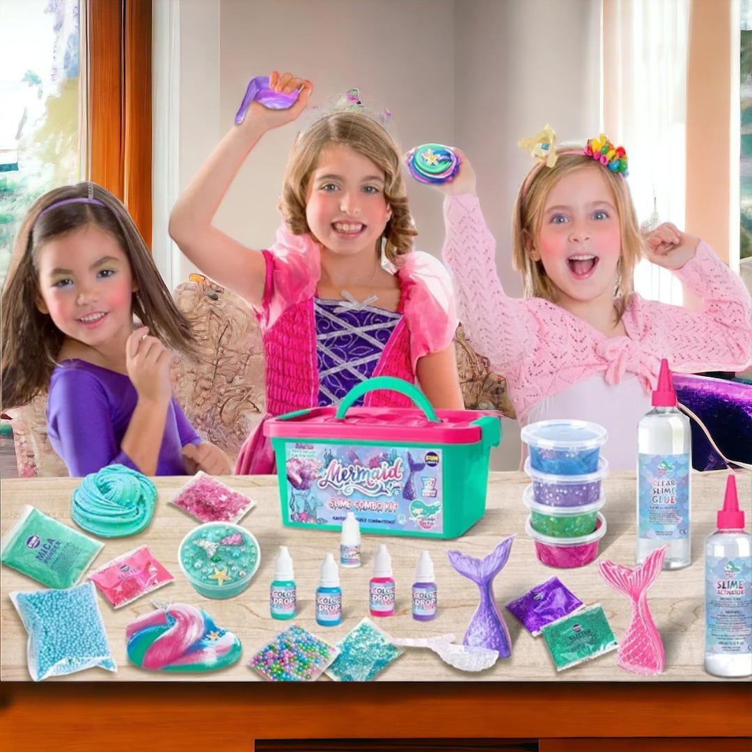 Mermaid Slime Kit for Girls – DIY Glitter Metallic Slime Making Kit ...