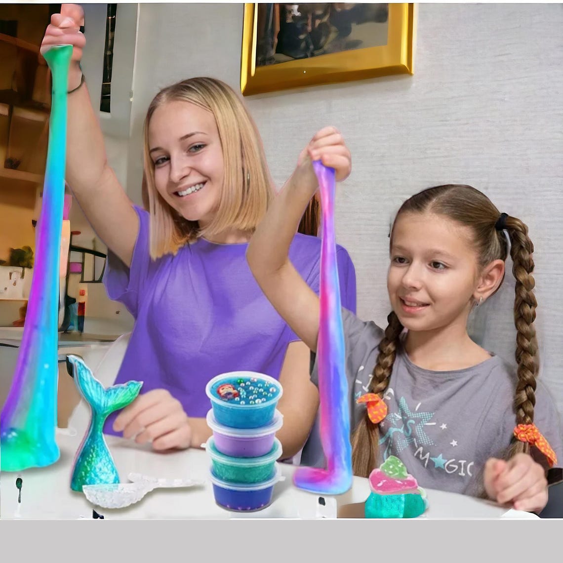 Mermaid Slime Kit for Girls – DIY Glitter Metallic Slime Making Kit ...