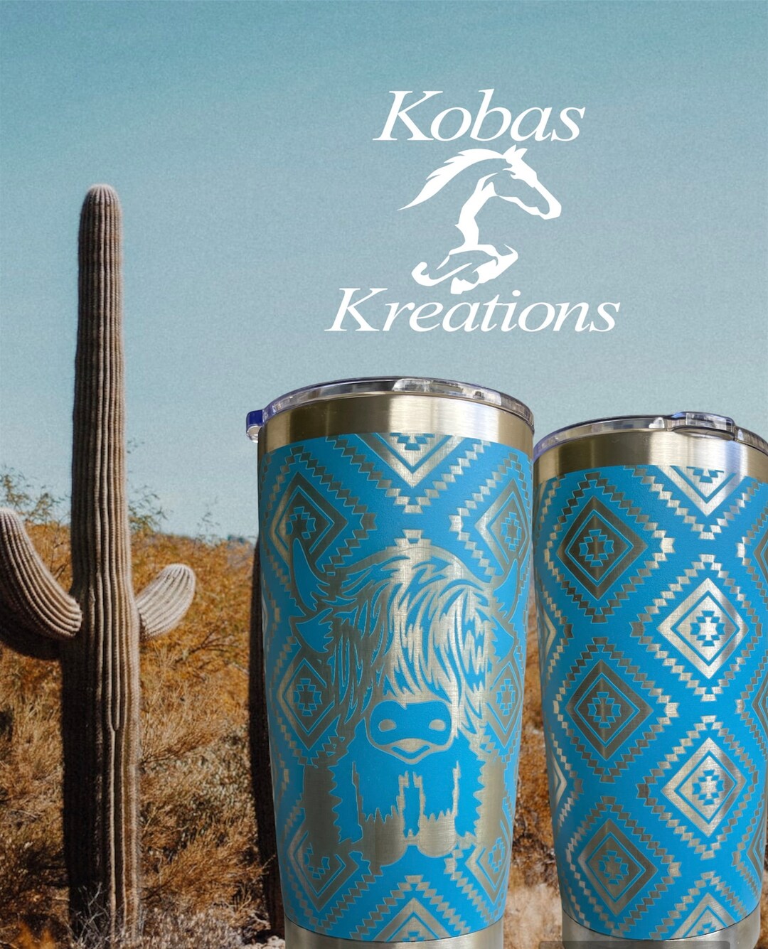 Highland Cow and Aztec Design 20oz Laser Engraved Full Wrap Design - Etsy