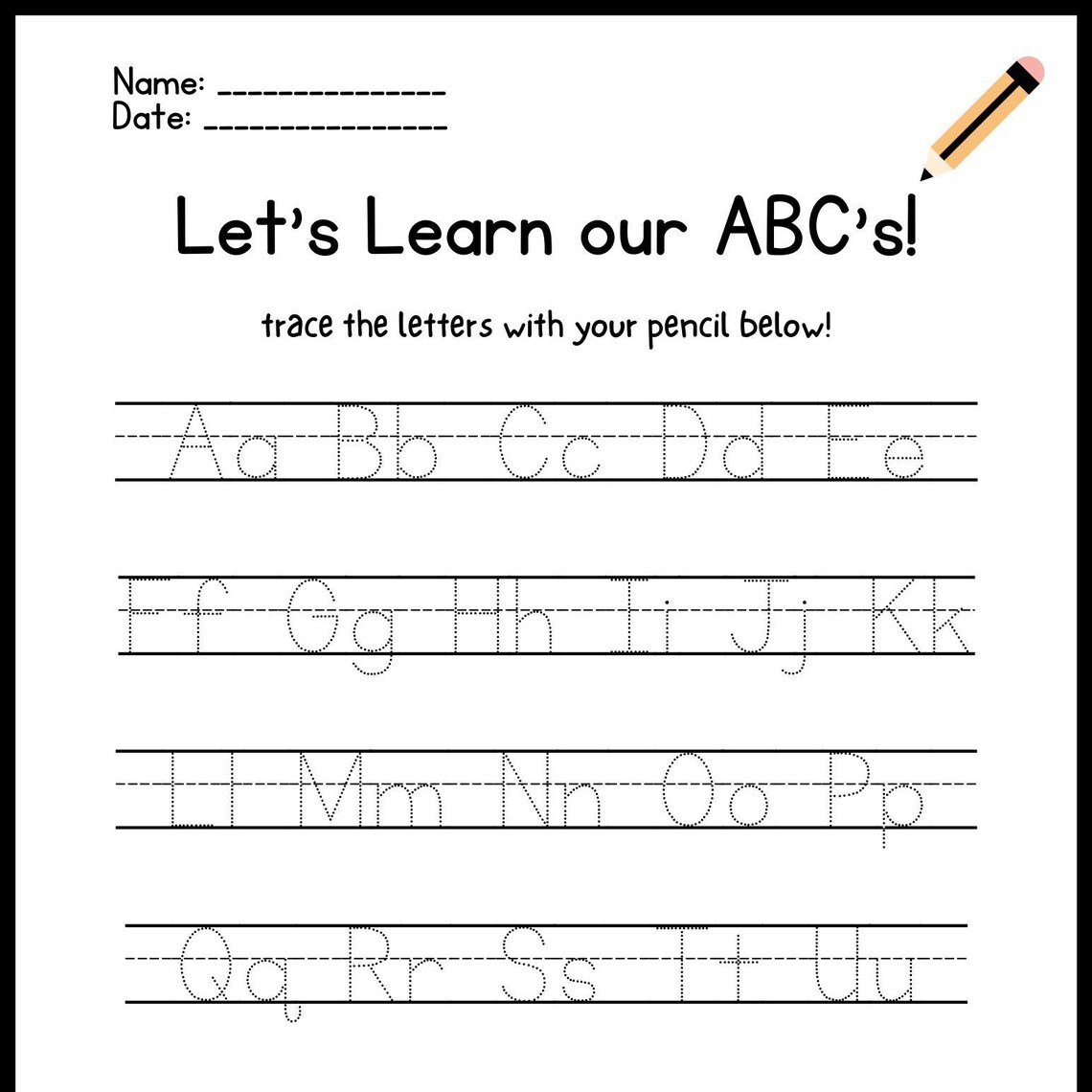 Let's Learn Our Abc's Printable Worksheet for Pre-k Students Teachers ...