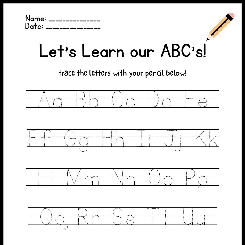 Let's Learn Our Abc's Printable Worksheet for Pre-k Students Teachers ...