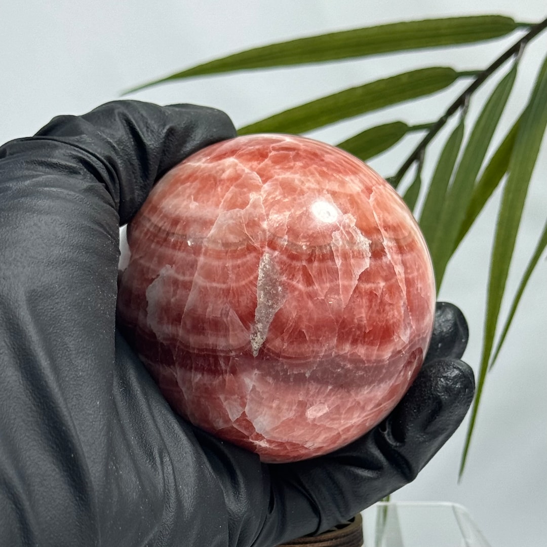 Red Banded Calcite, Pork Stone, Crystal, Sphere, Small Druzy Inclusion ...