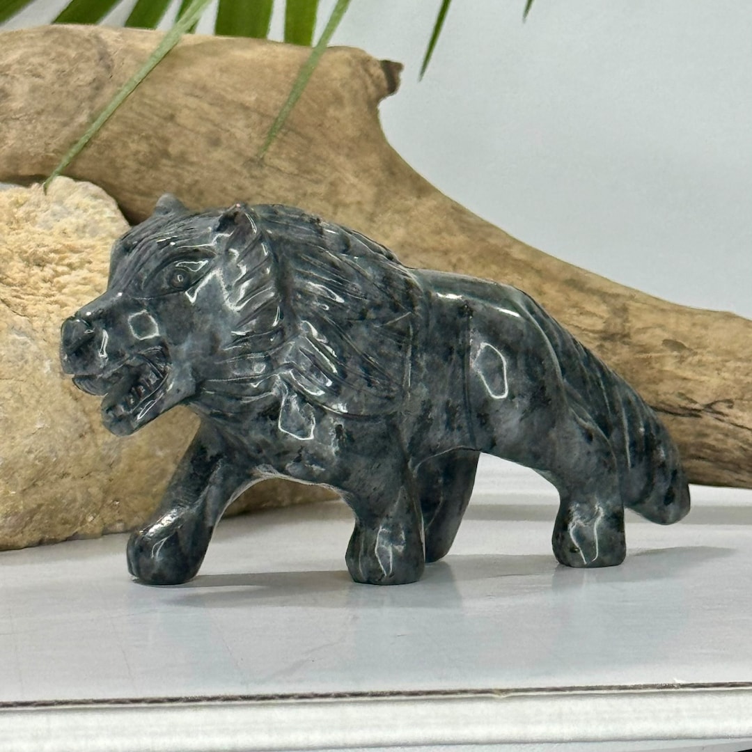 Wolf Crystal Larvikite Natural Gorgeous Detailed - Etsy