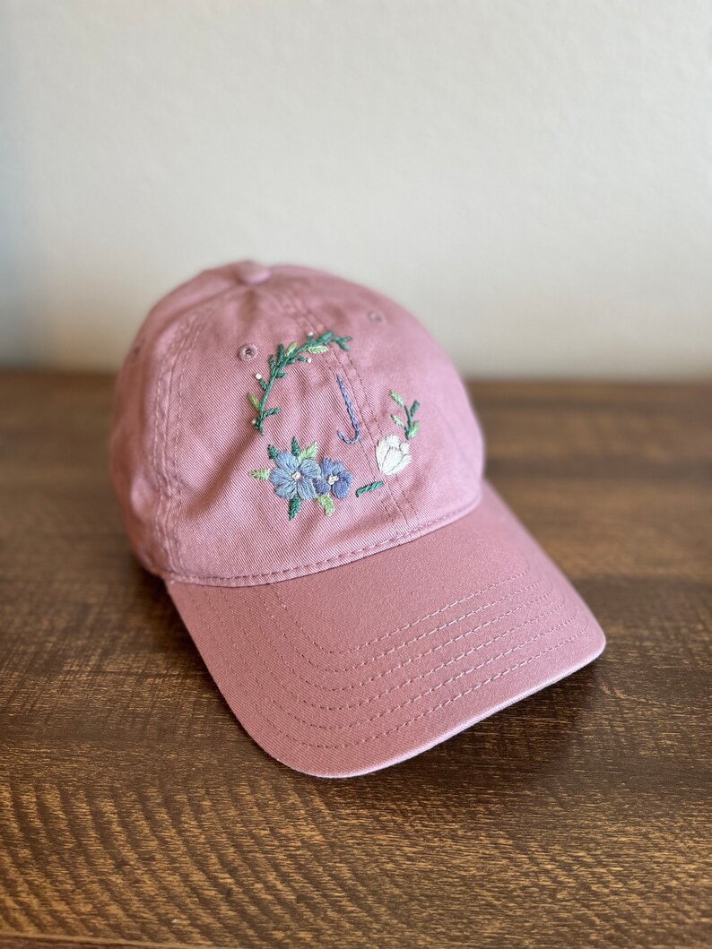 Personalized Hat, Women's Hat, Initial Hat, Floral Initial Hat, Gift ...