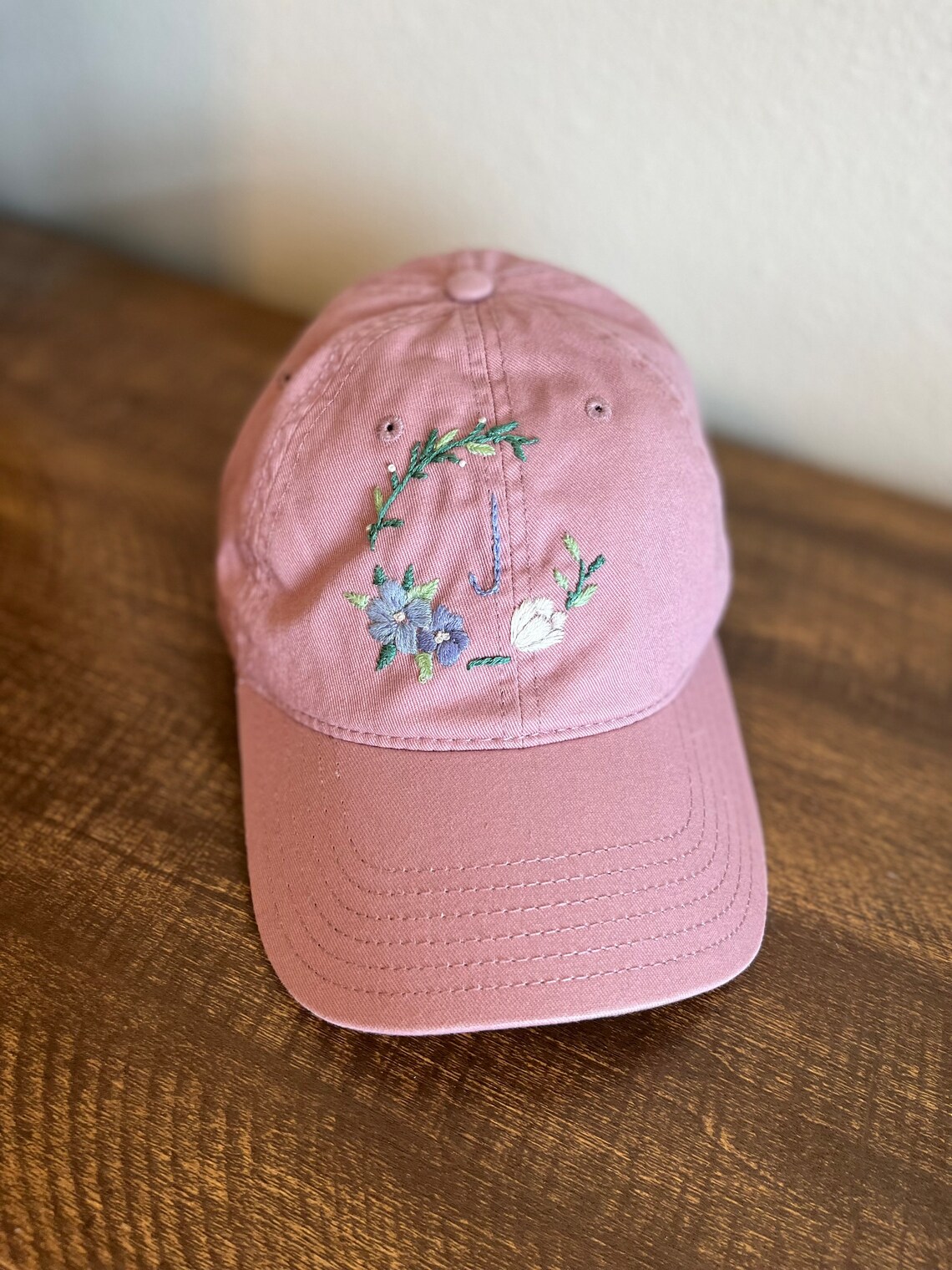 Personalized Hat, Women's Hat, Initial Hat, Floral Initial Hat, Gift ...
