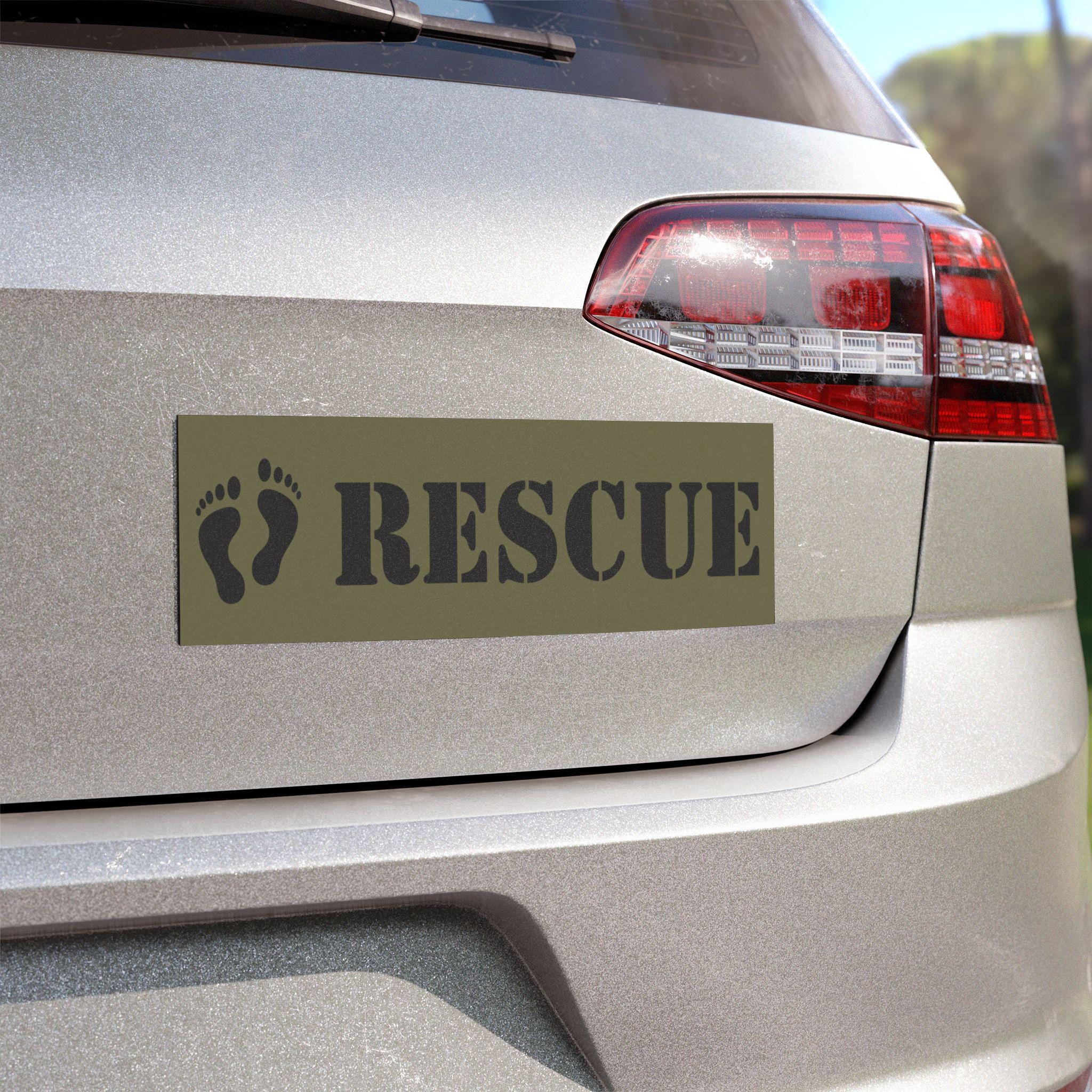 Patriotic RESCUE Car Magnet With Feet - 10" X 3" in Size, Perfect to ...