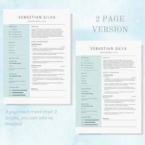 Resume Template CV Template Professional Resume Blue and Grey Template ...