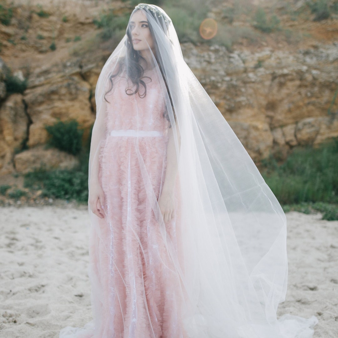 Cathedral Drop Veil With Blusher, Cathedral Drop Veil, Long Drop Veil ...