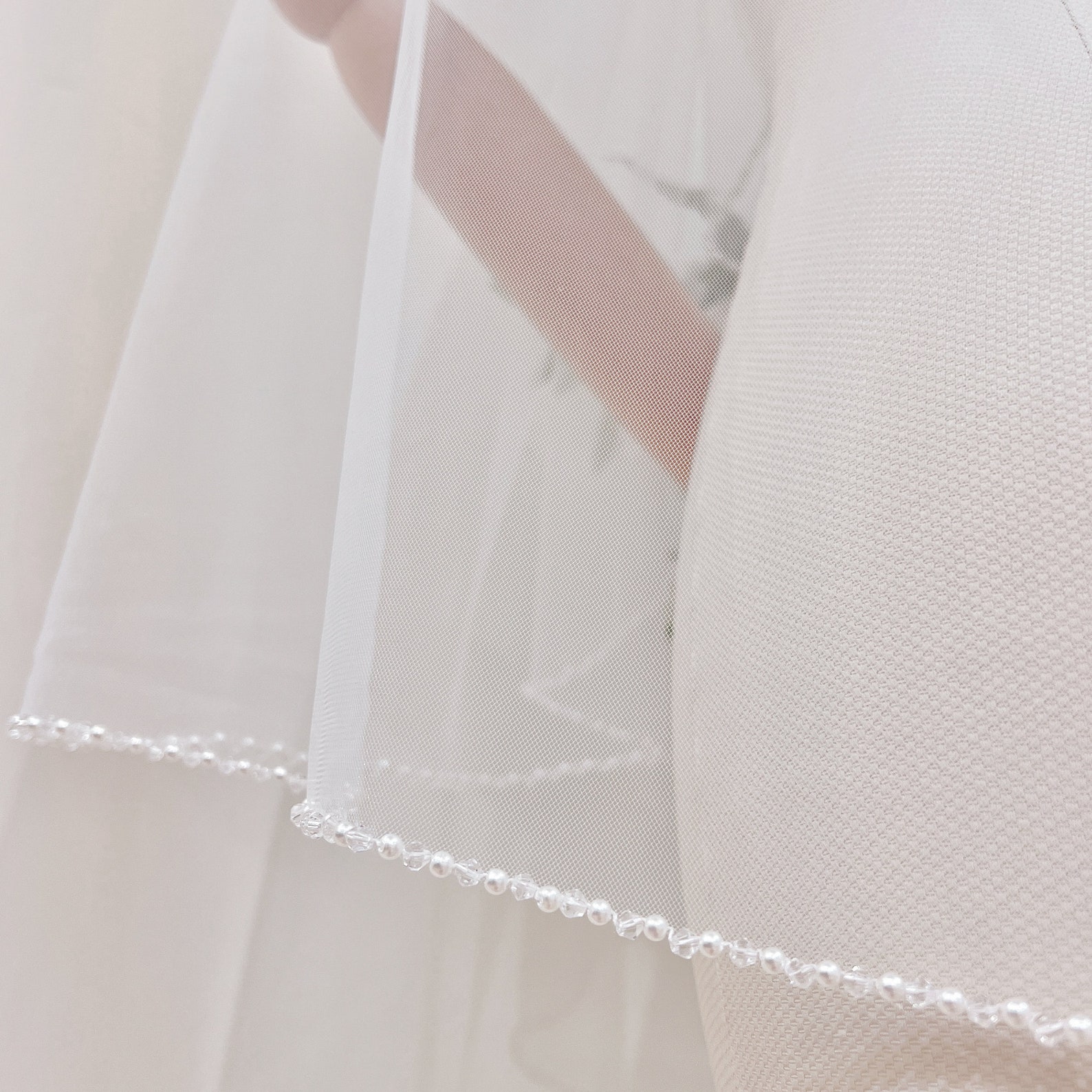 Bridal Veil Pearl Trim, Pearls Trim Veil, Beaded Pearl Trim Veil for ...