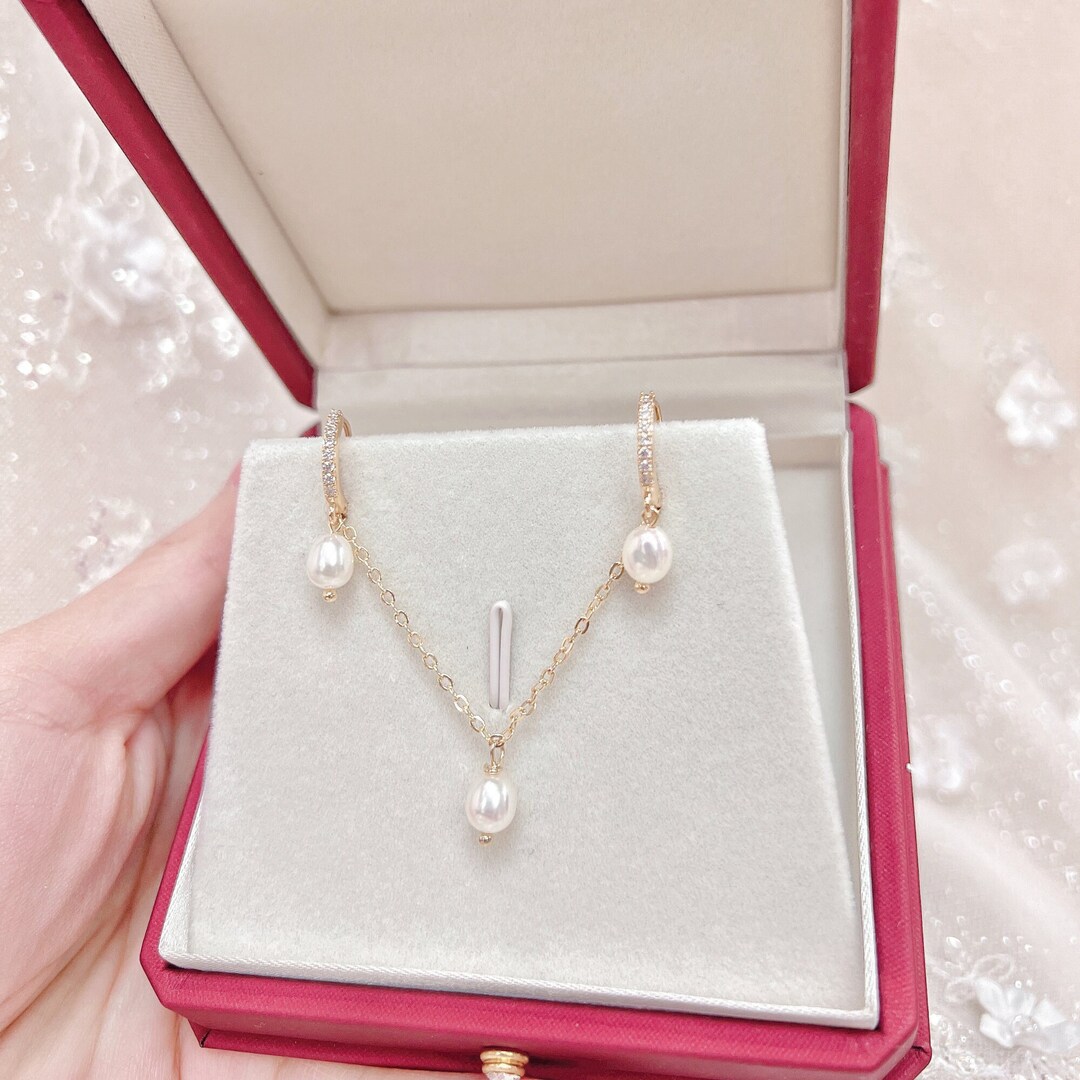 Pearl Drop Set, Single Pearl Set, Simple Pearl Set, Bridal Pearl ...