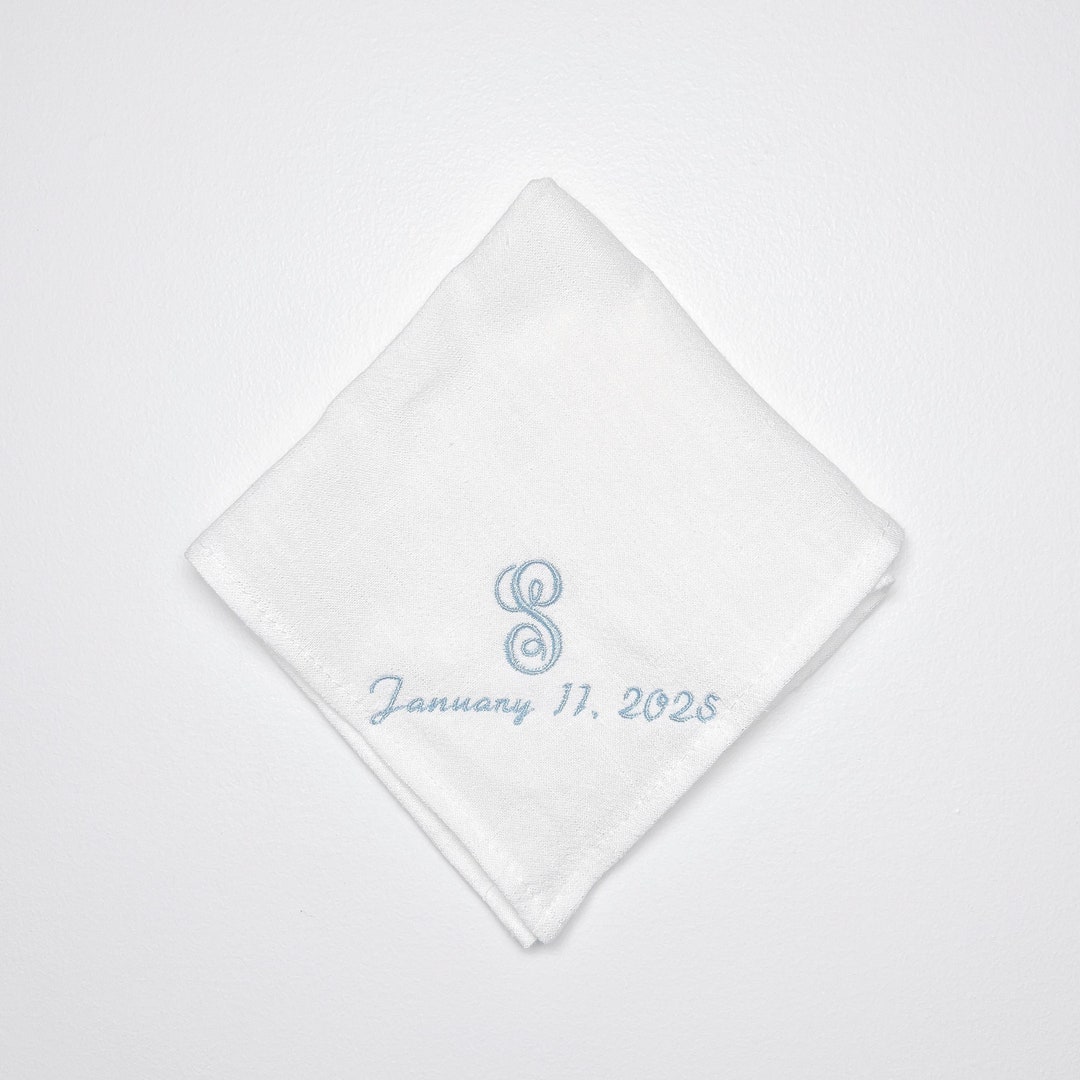 Personalized Handkerchief for Wedding, Embroider Handkerchief, Custom ...