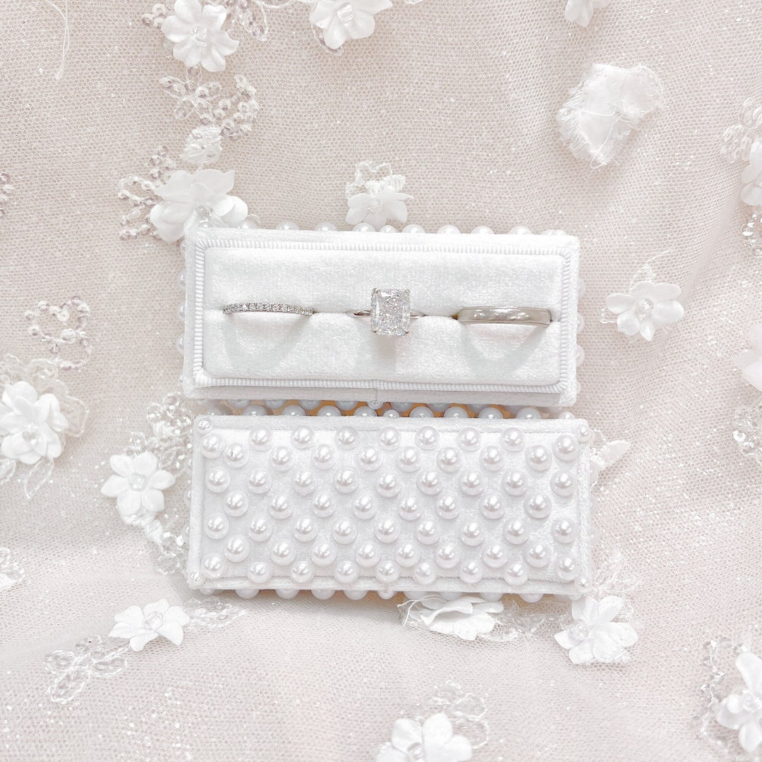 Three Ring Ring Box, Triple Velvet Ring Box, Triple Ring Box Wedding ...