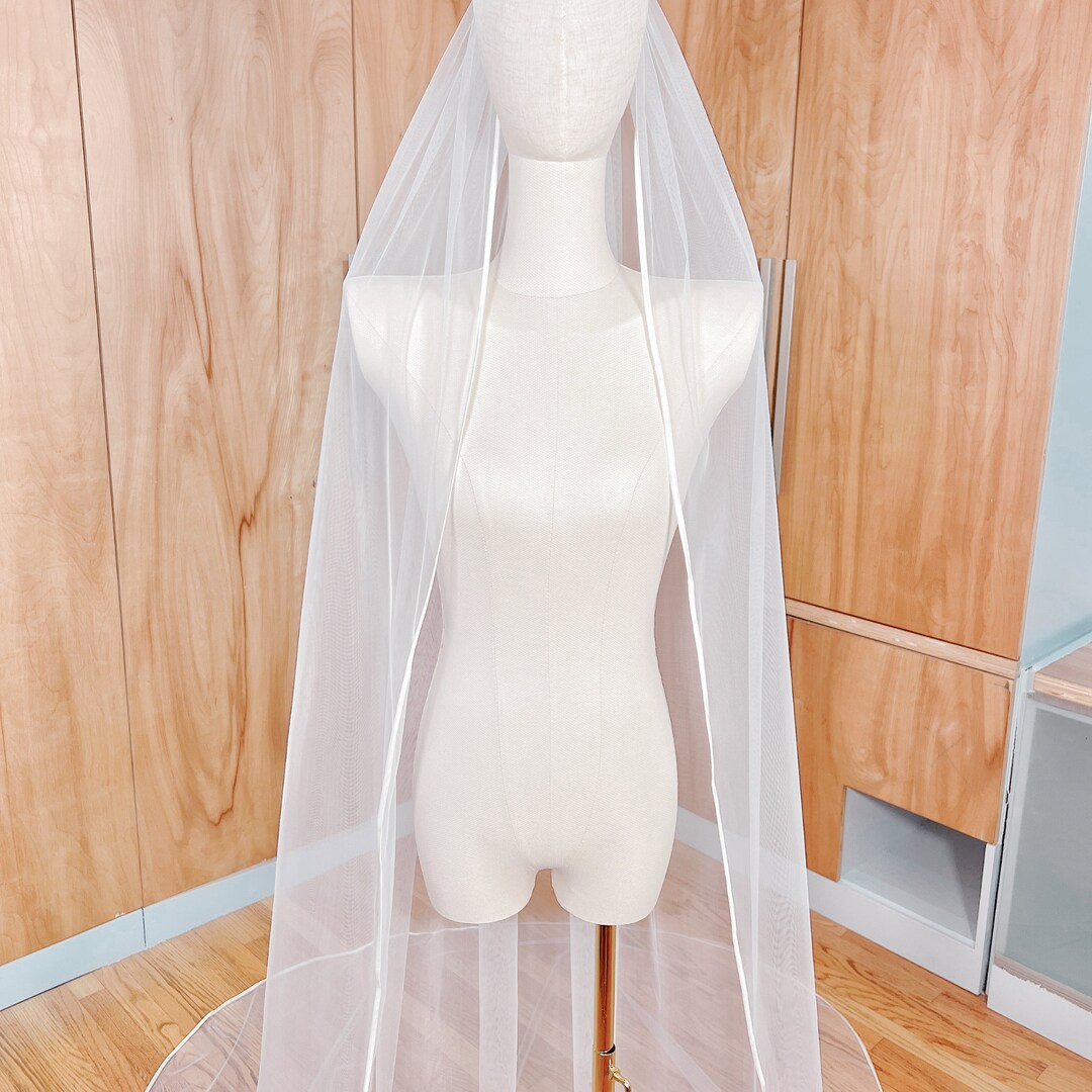 Satin Veil, Veil Satin Edge, Satin Edging Veil, Simple Bridal Veil ...