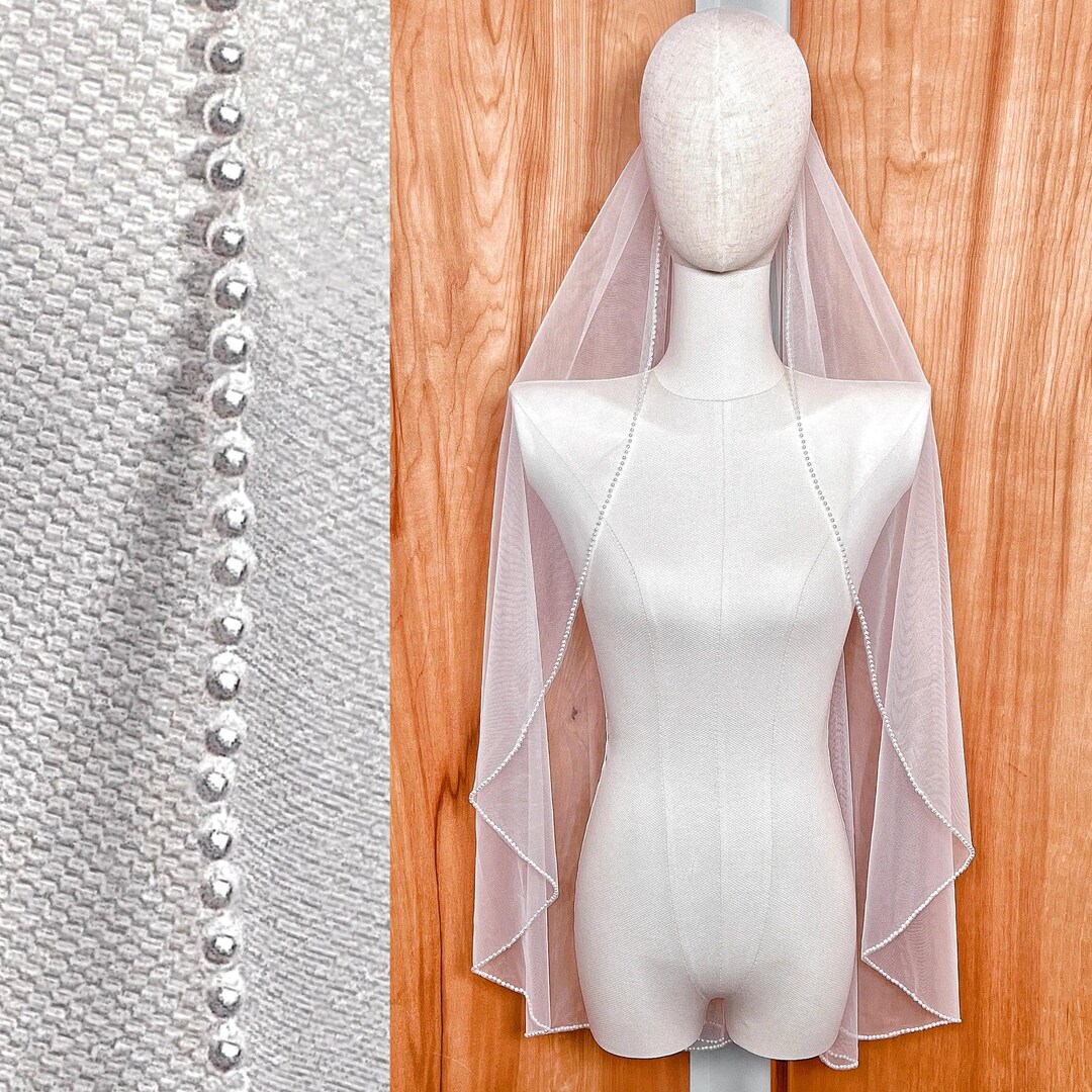 Pearl Beaded Wedding Veil, Waterfall Veil, Cascading Veil, Fingertip ...
