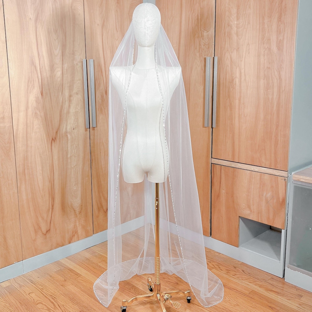 Cathedral Veil Beaded Edge Beaded Trim Veil Cathedral - Etsy