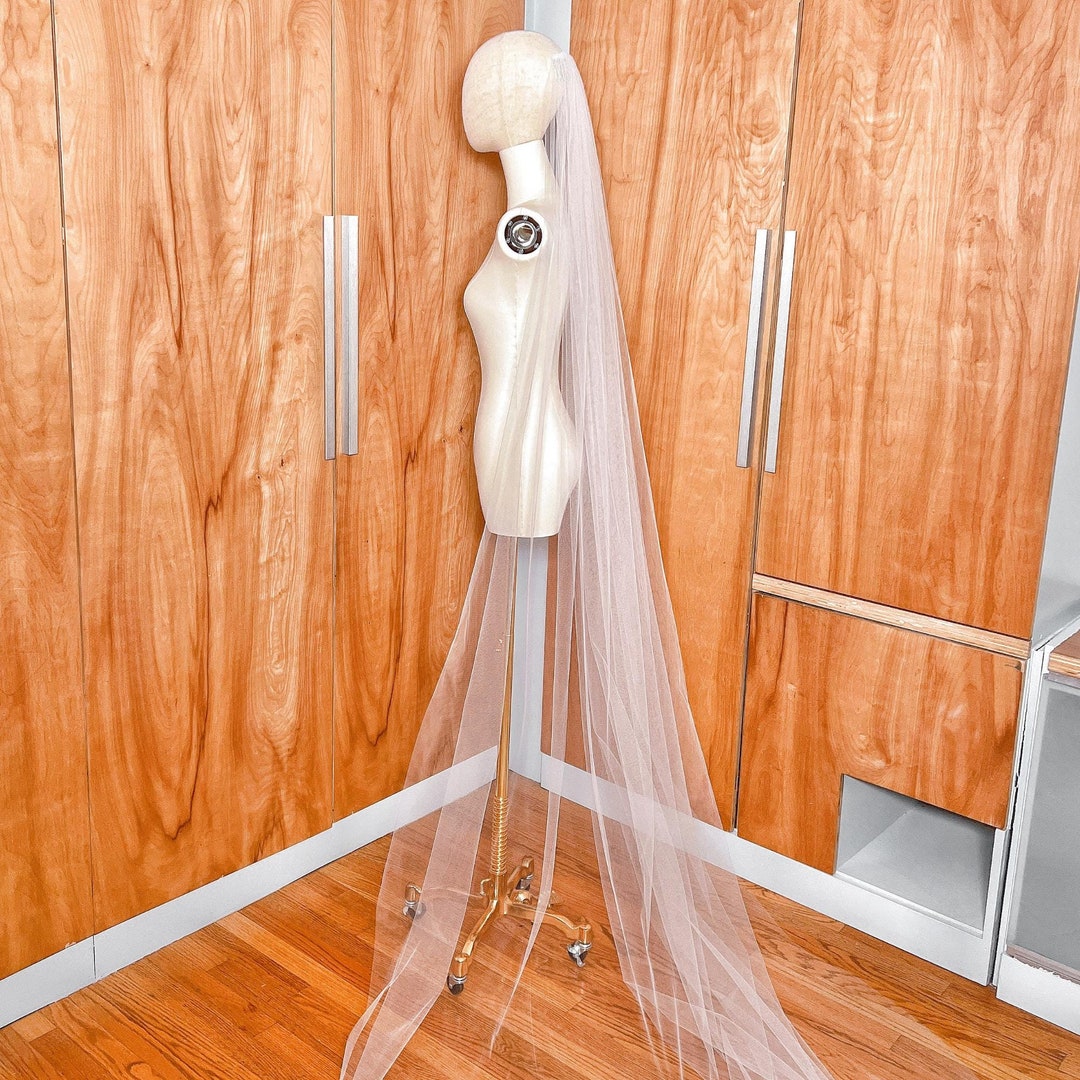 Cathedral Sheer Veil, Simple Cathedral Veil, Plain Long Veil, Single ...
