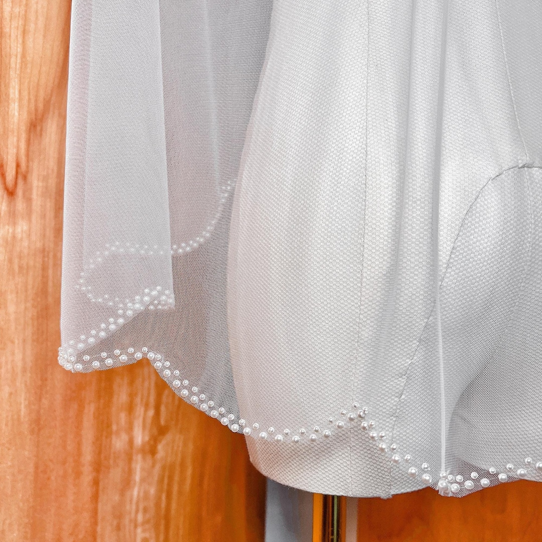 Pearl Edge Veil, Scallop Edge Veil, Pearled Wedding Veil, Bridal Pearl ...
