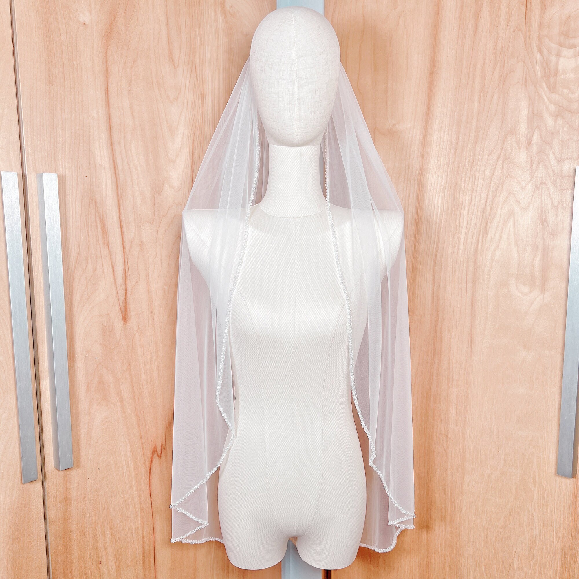 Wedding Crystal Veil, Bridal Crystals Veil, Crystal Beaded Veil, Crystals Edge Veil, Cathedral ...