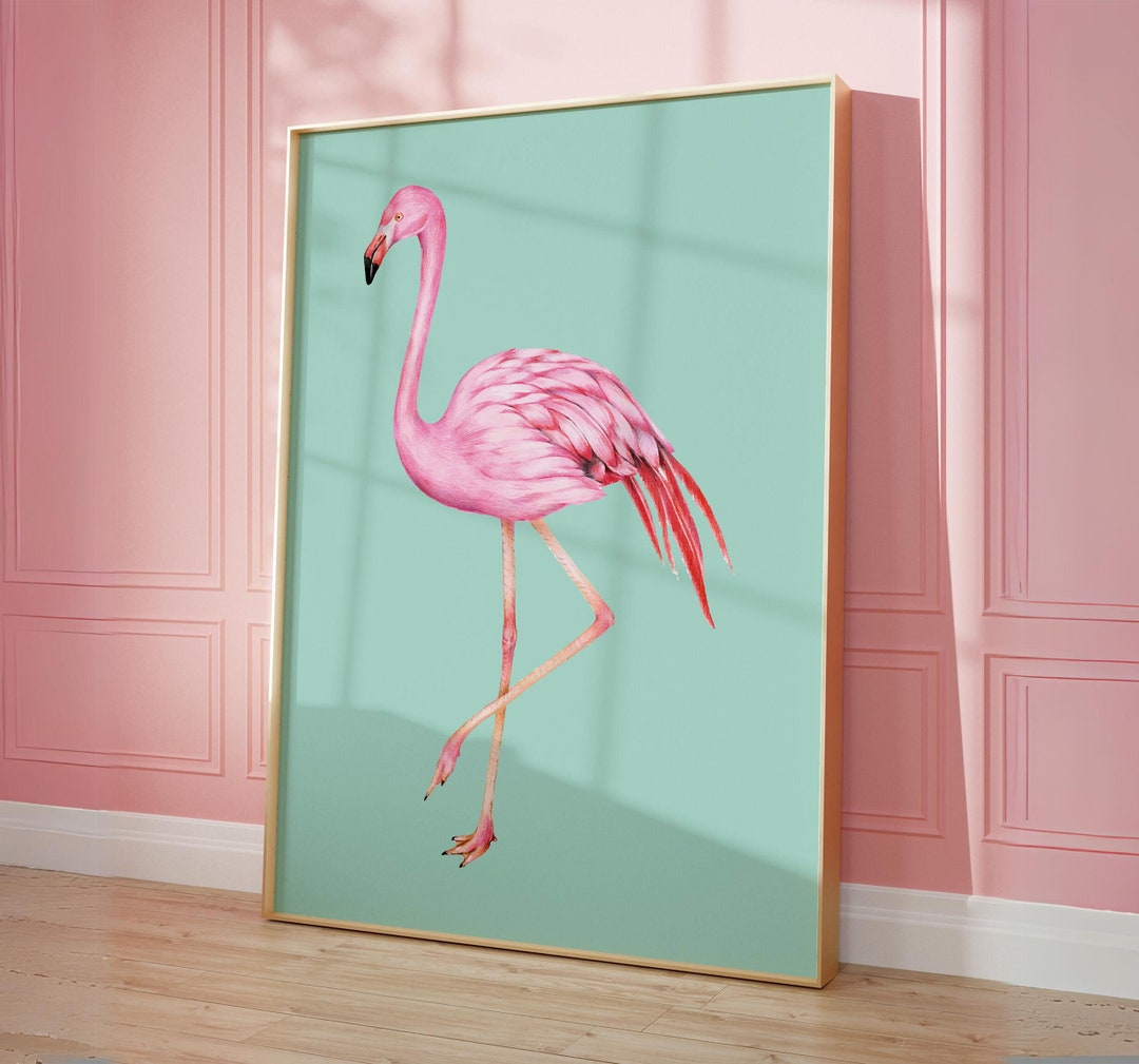 Flamingo Poster Print, Retro Animal Poster, Fun Prints, Pink Flamingo ...