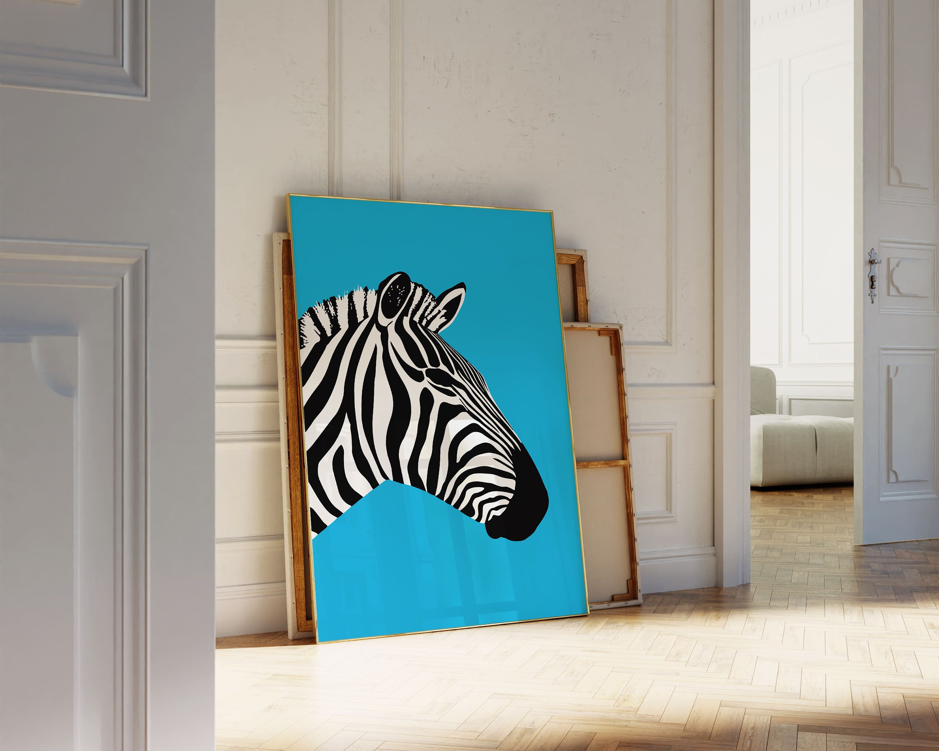 Zebra Print, Retro Animal Poster, Fun Prints, Blue Zebra Pop Art, Zebra ...