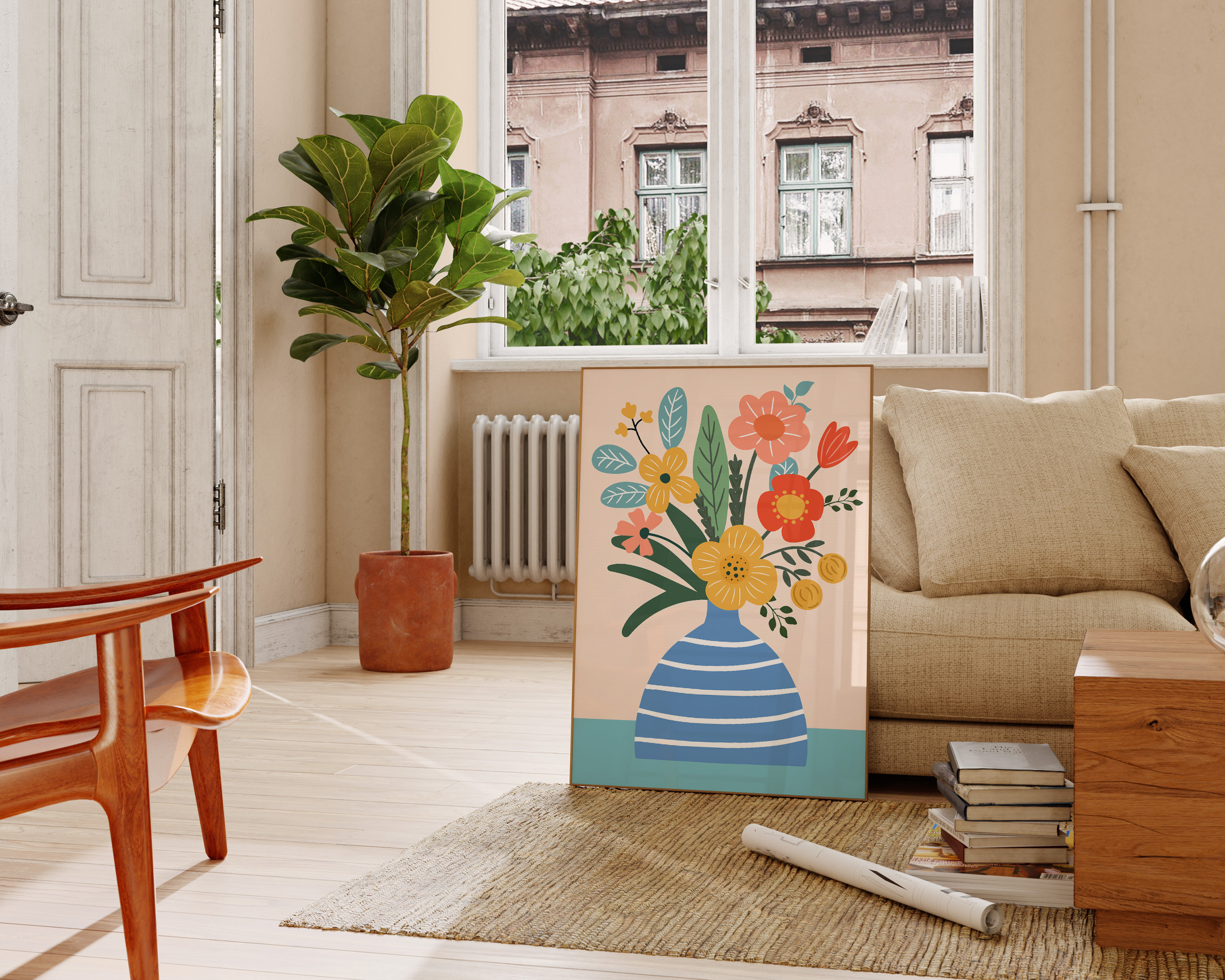 Flower Art Print, Flowers Vase Poster, Flower Bouquet Art Print ...
