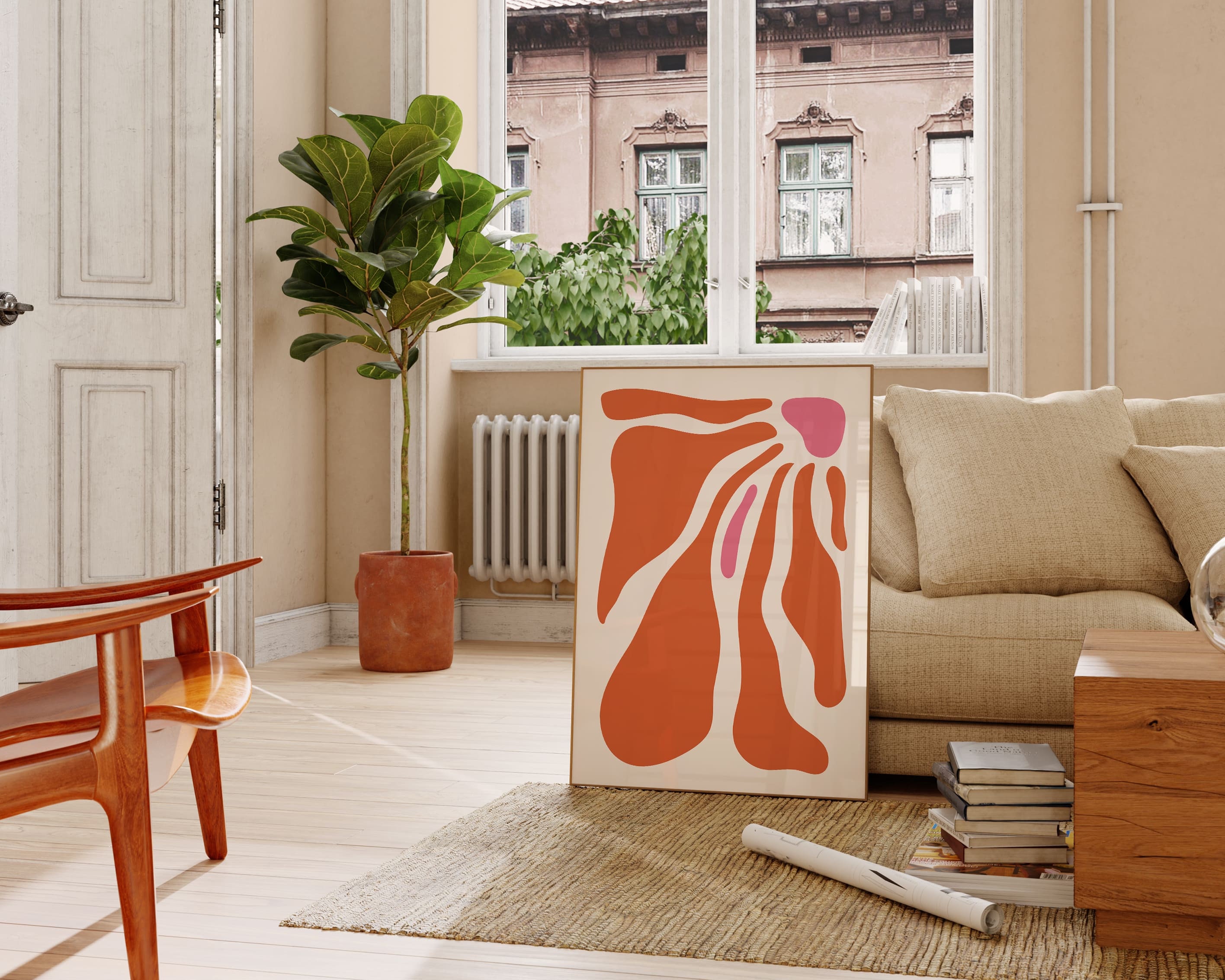 Matisse Print, Orange Wavy Leaves Wall Art, Boho Wall Art, Orange Henri ...