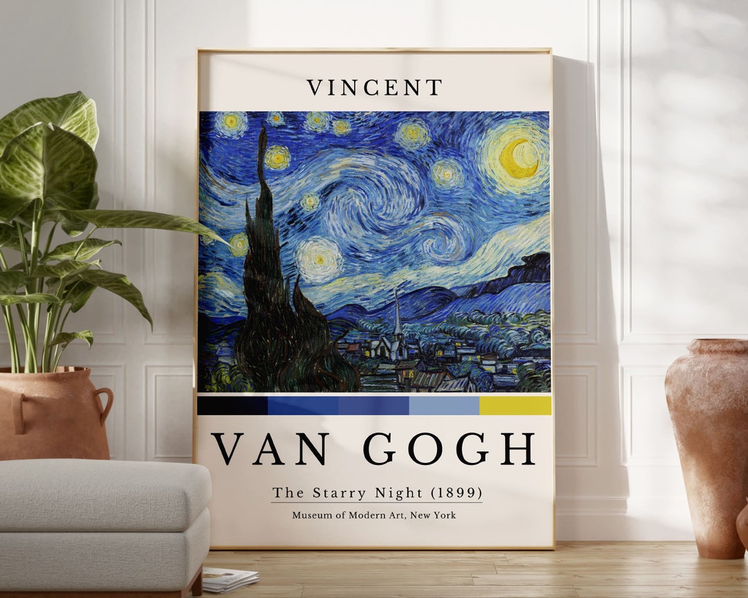 Vincent Van Gogh Poster, the Starry Night 1889, Van Gogh Print, Museum ...