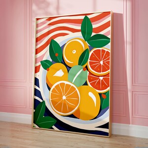 Kitchen Wall Art, Orange Poster Print, Retro Food Art, Kitchen Decor ...