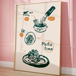 Kitchen Wall Art, Pasta Poster Print, Retro Food Art, Kitchen Decor ...
