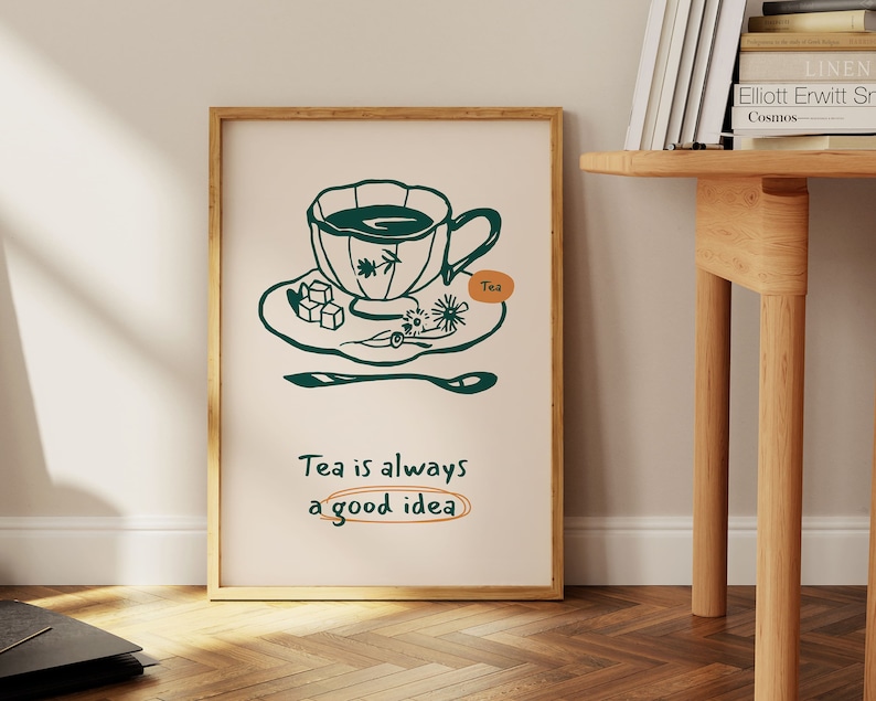 Kitchen Wall Art, Tea Poster Print, Retro Food Art, Kitchen Decor, Food ...