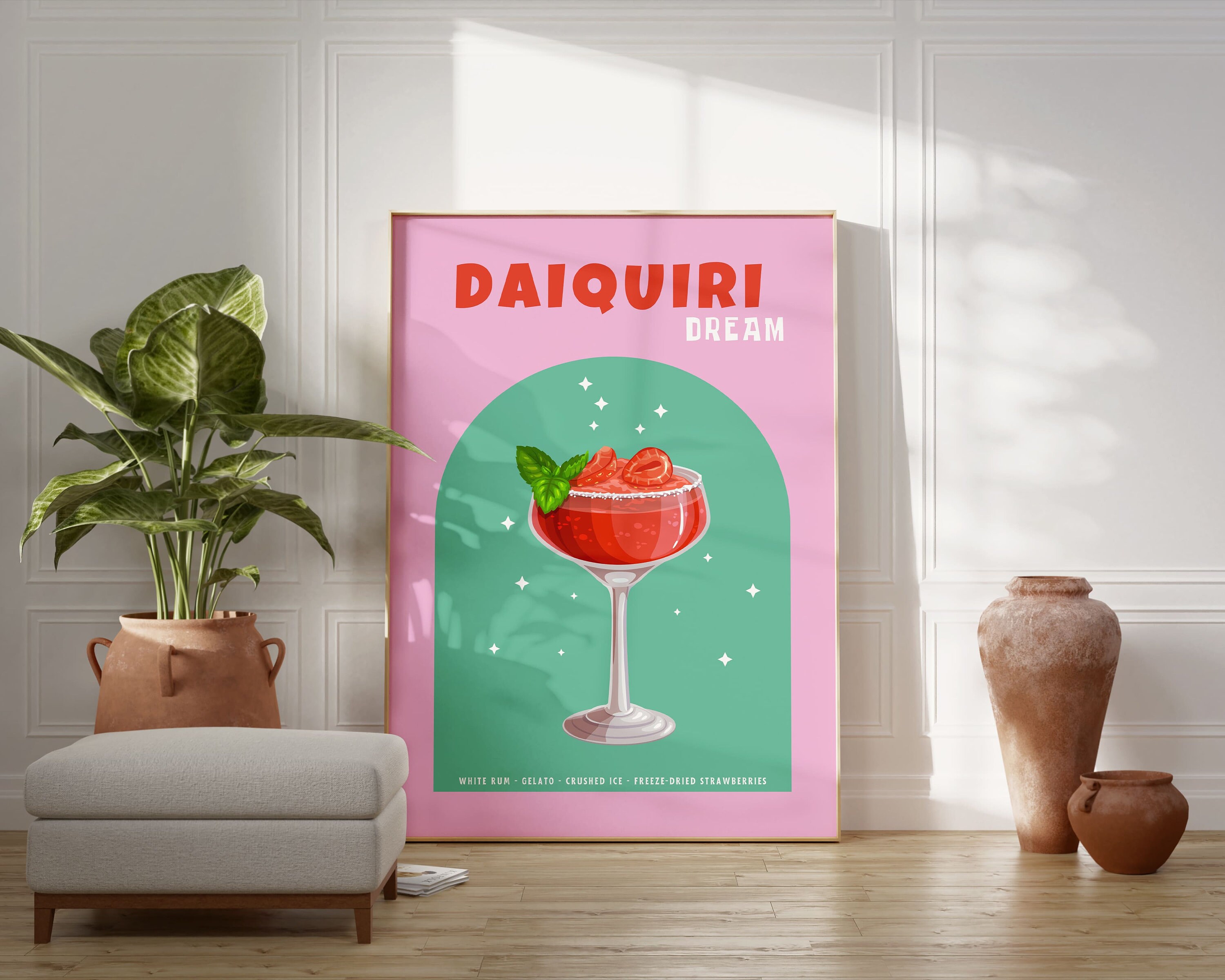 Daiquiri Dream Print, Bar Cart Decor, Retro Kitchen Wall Art, Bar ...