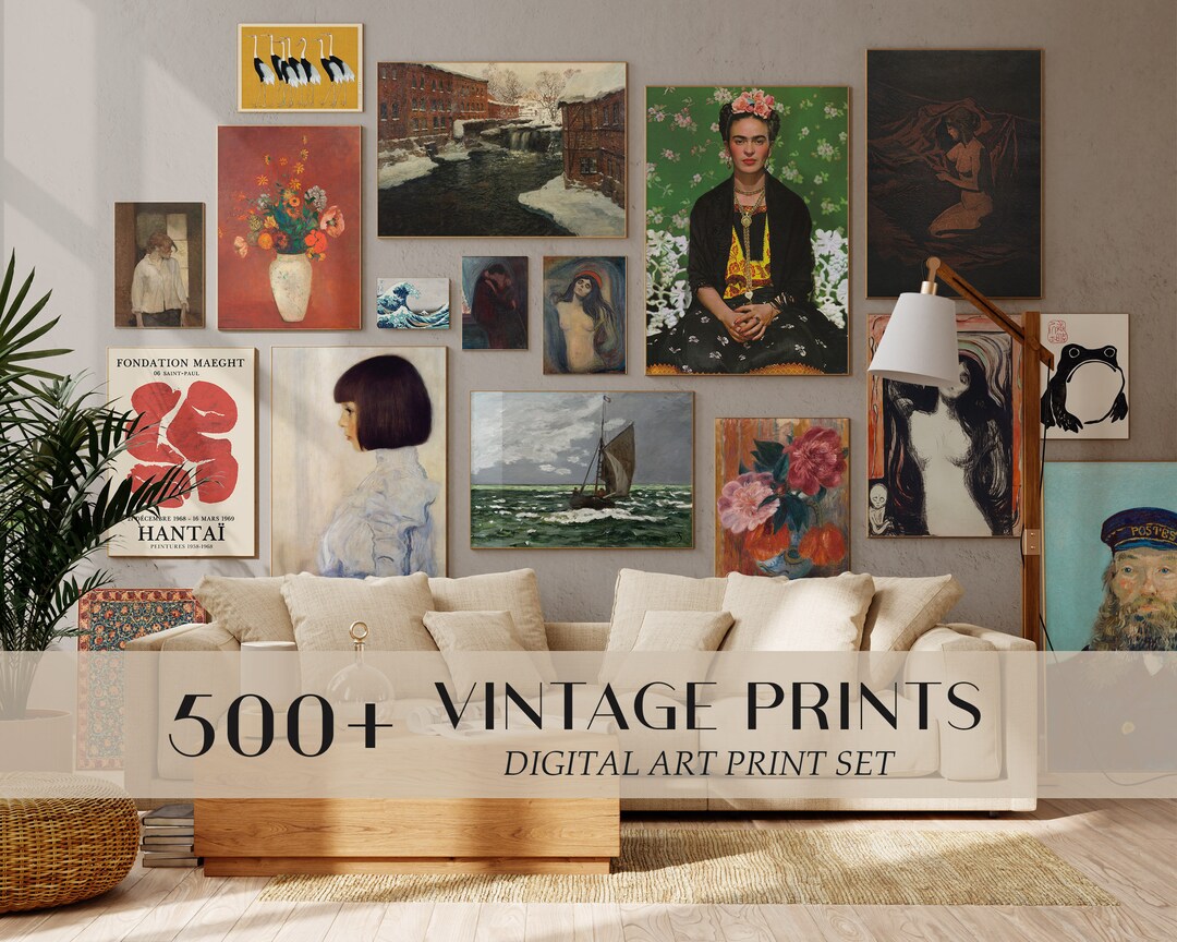 Vintage Printable Wall Art, 500 Vintage Prints, Vintage Mega Bundle ...