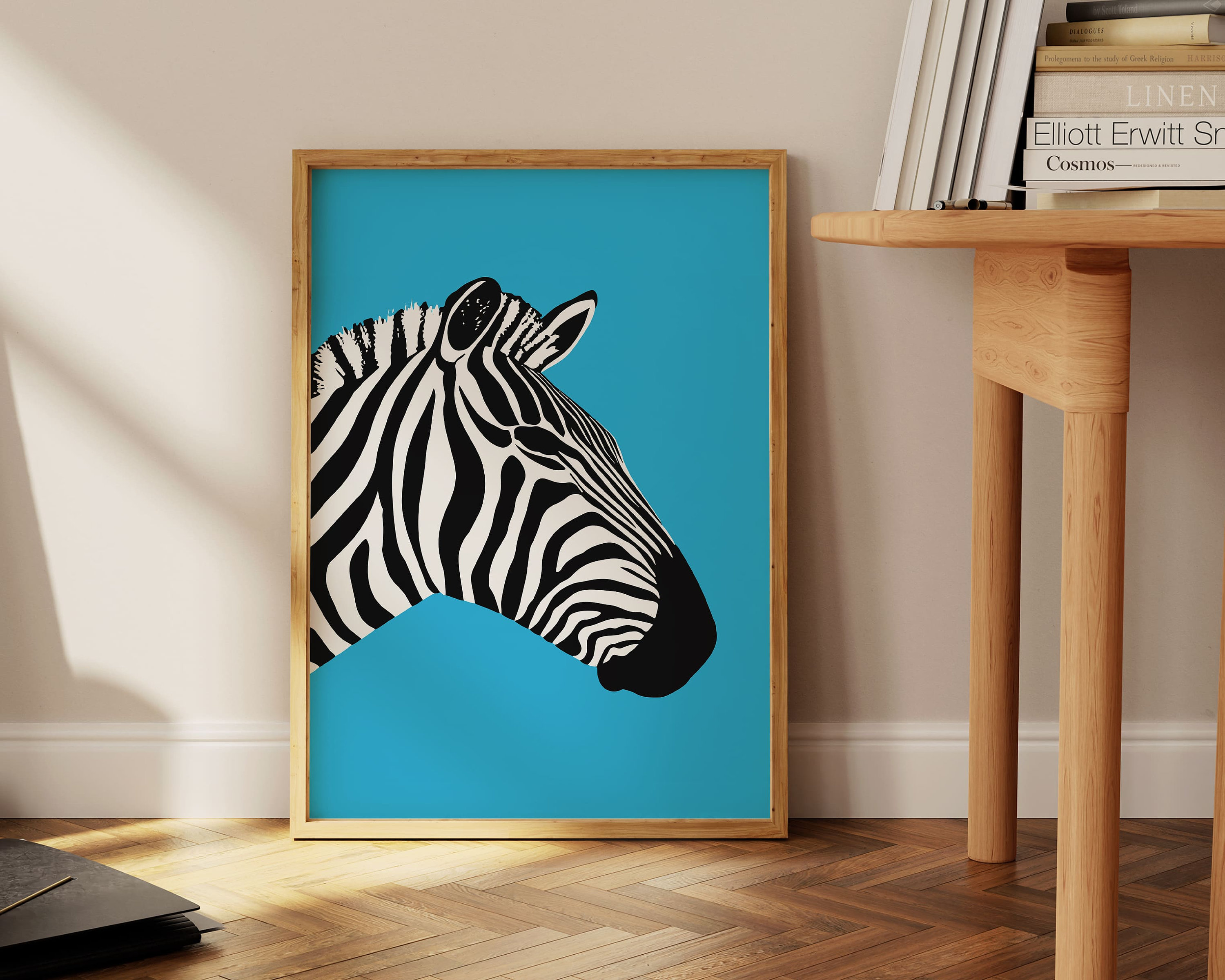 Blue Zebra Pop Art Print, Retro Animal Illustration (digital Download ...