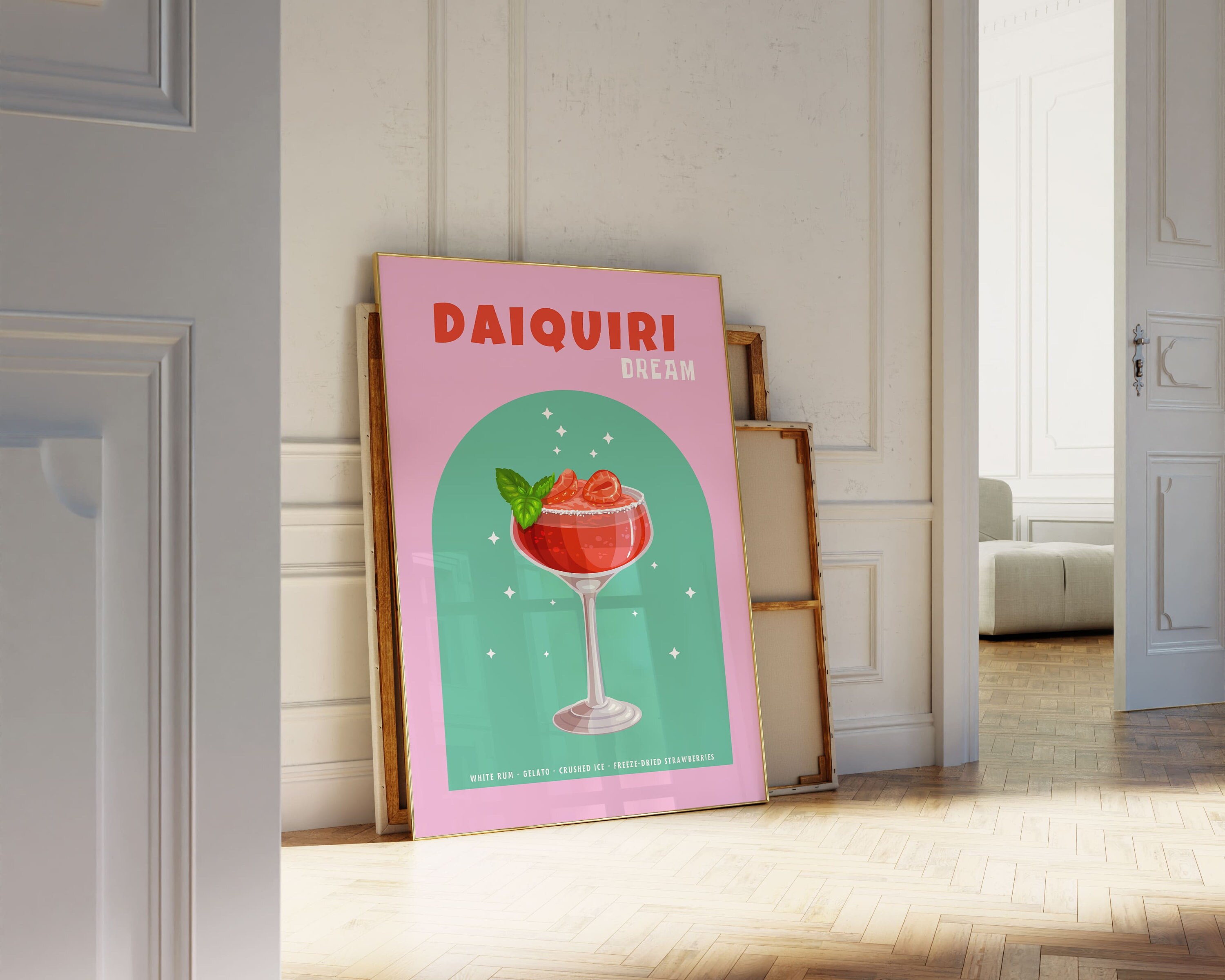 Daiquiri Dream Print, Bar Cart Decor, Retro Kitchen Wall Art, Bar ...