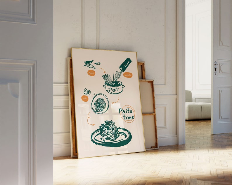 Kitchen Wall Art, Pasta Poster Print, Retro Food Art, Kitchen Decor ...