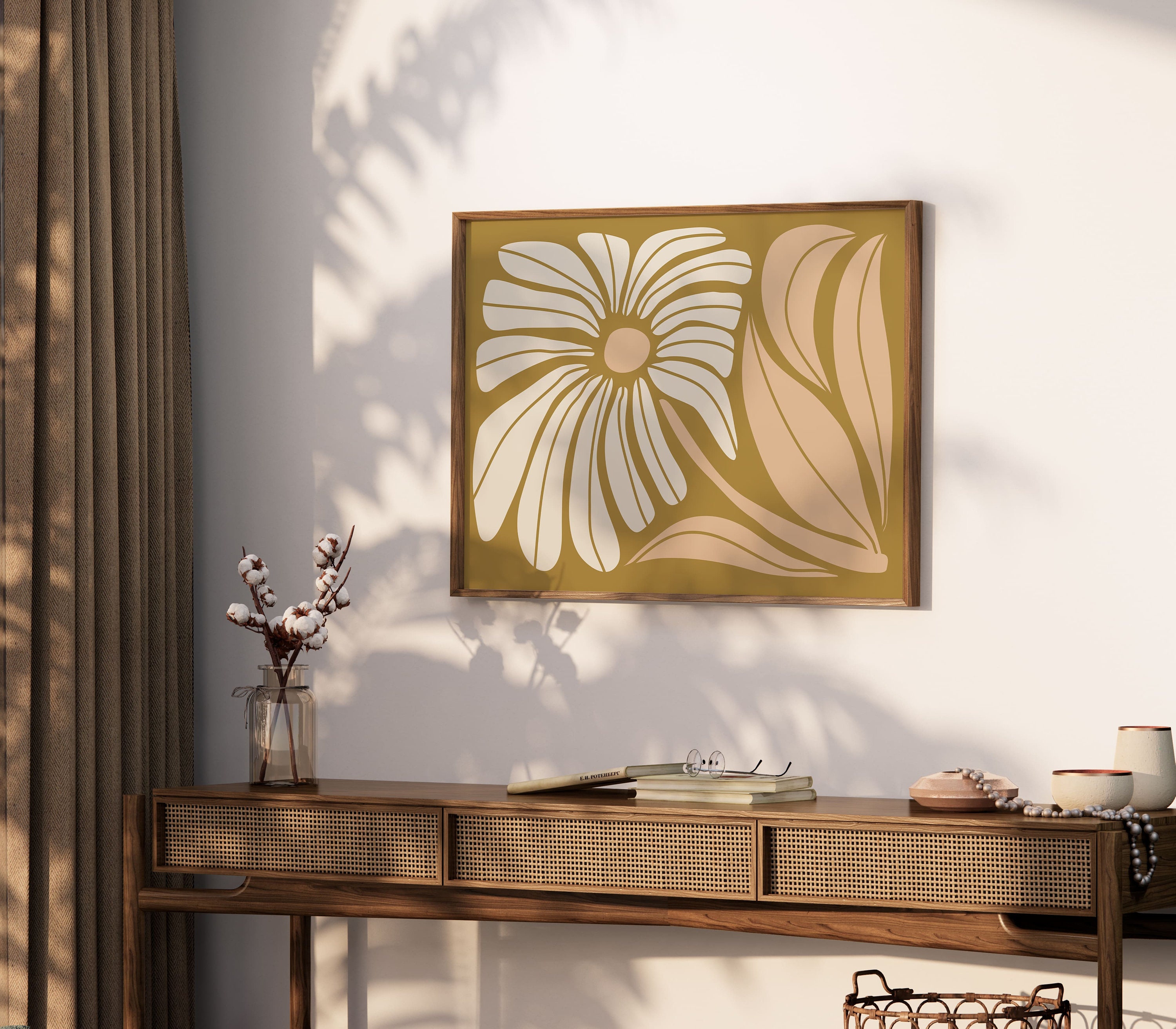 Minimalist Floral Print, Horizontal Boho Wall Art (digital Download) - Etsy