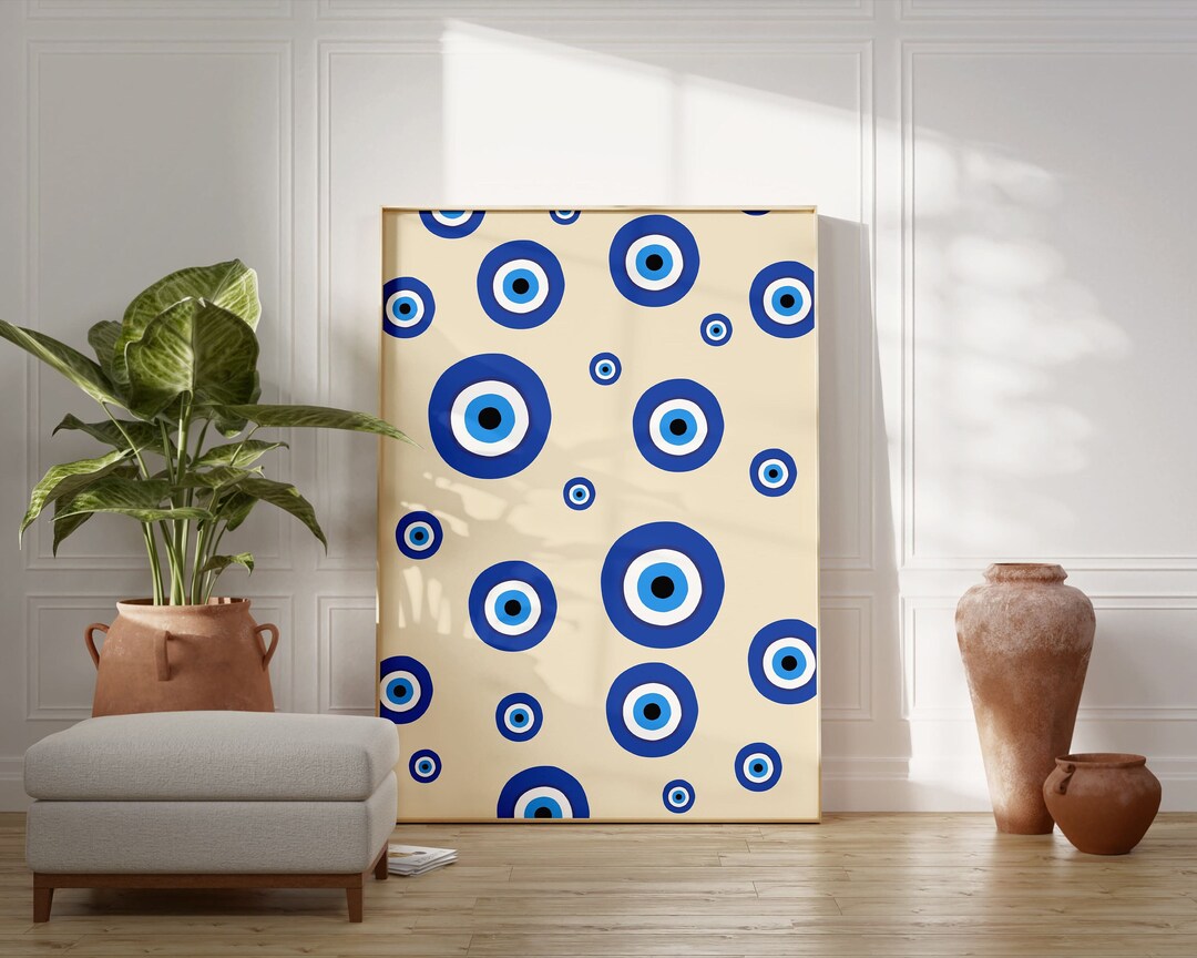 Evil Eye Print, Blue Evil Eye Poster, Traditional Evil Eye Poster, Evil ...
