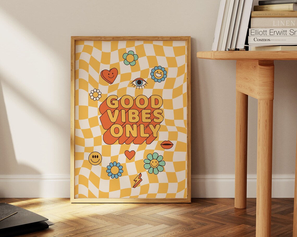 Good Vibes Only Print, Quote Print, Colorful Positive Messages Wall Art ...