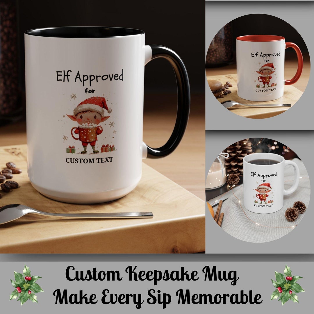 Personalized Elf Approval Mug – Custom Name Holiday Mug for Christmas ...