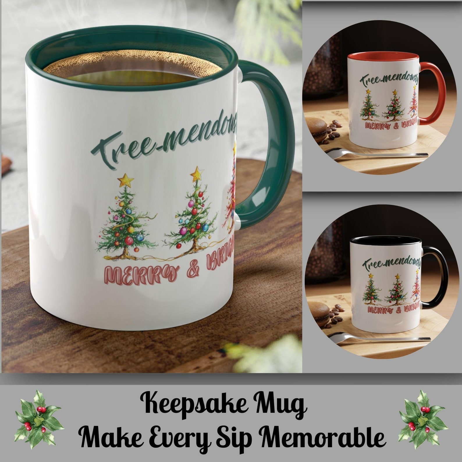 Tree-mendously Merry & Bright Mug, Holiday Mug, Christmas Mug, Tree Mug ...