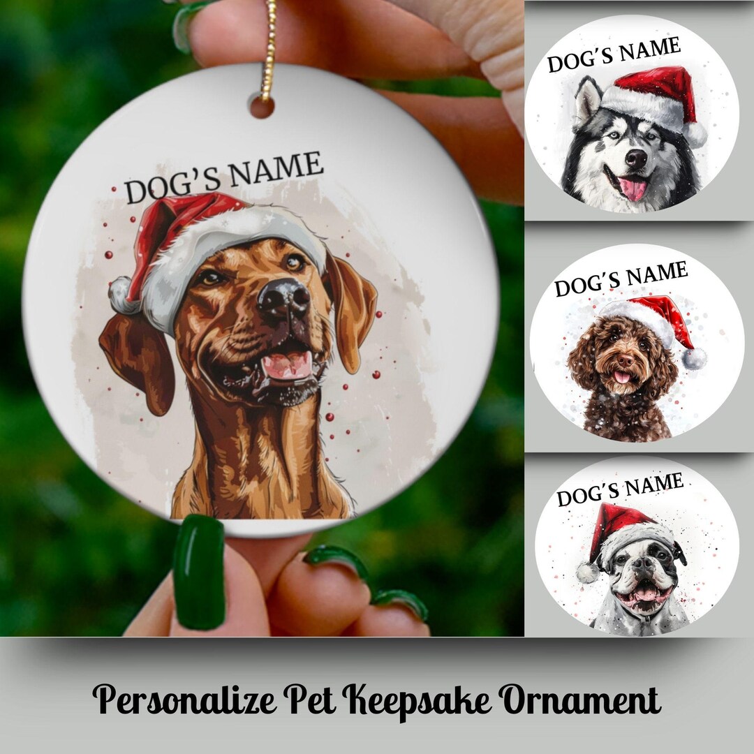 Rhodesian Ridgeback Watercolor Personalized Dog Ornament, Custom Dog ...