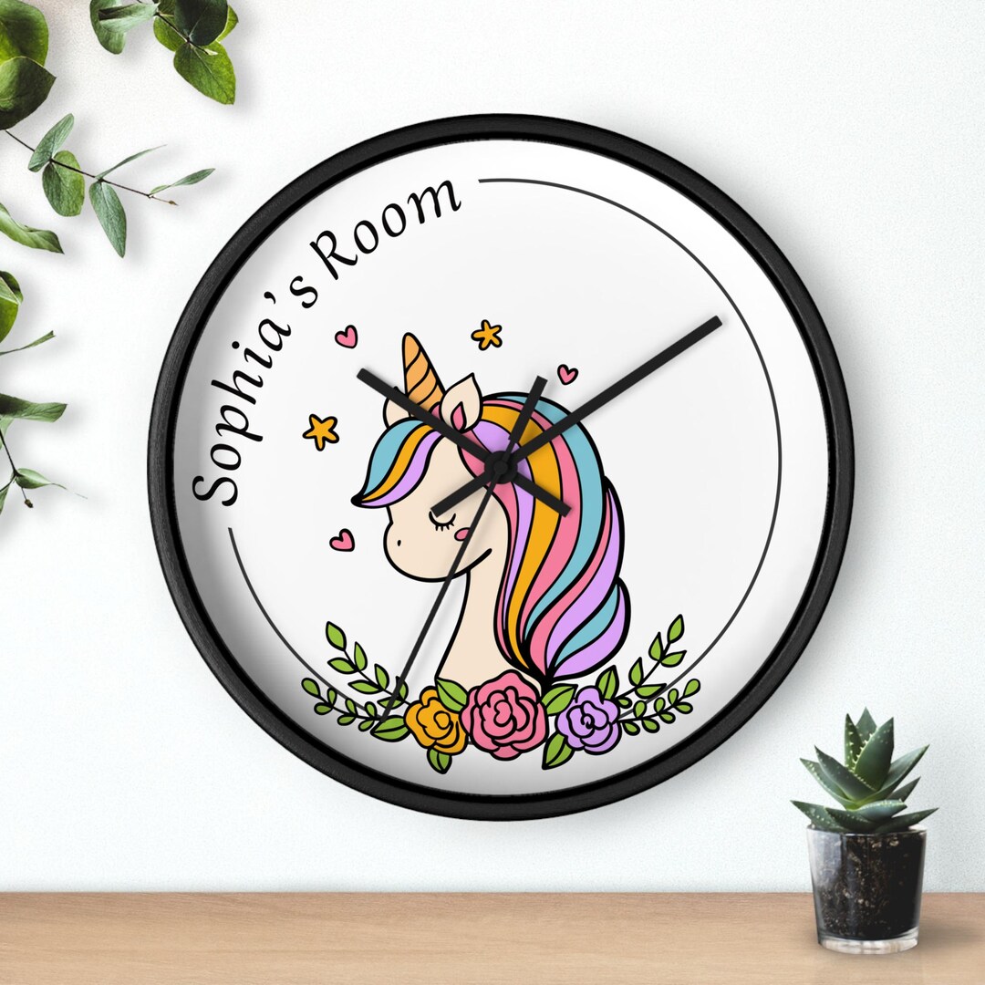 Personalized Unicorn Wall Clock, Custom Name Kids Room Decor, Nursery ...