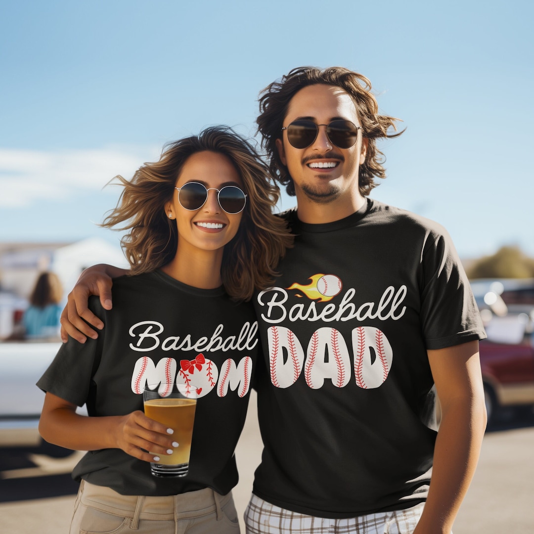 Matching Baseball Mom Dad Couple Shirts, Baseball Mom Dad Shirt ...