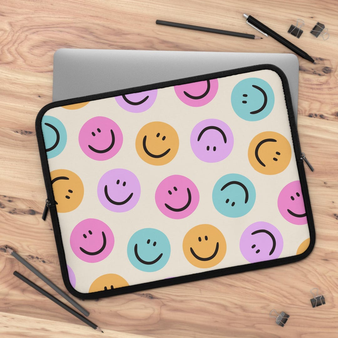 Smiling Face Laptop Sleeve, Cute Laptop Case, Quilted Laptop Bag ...