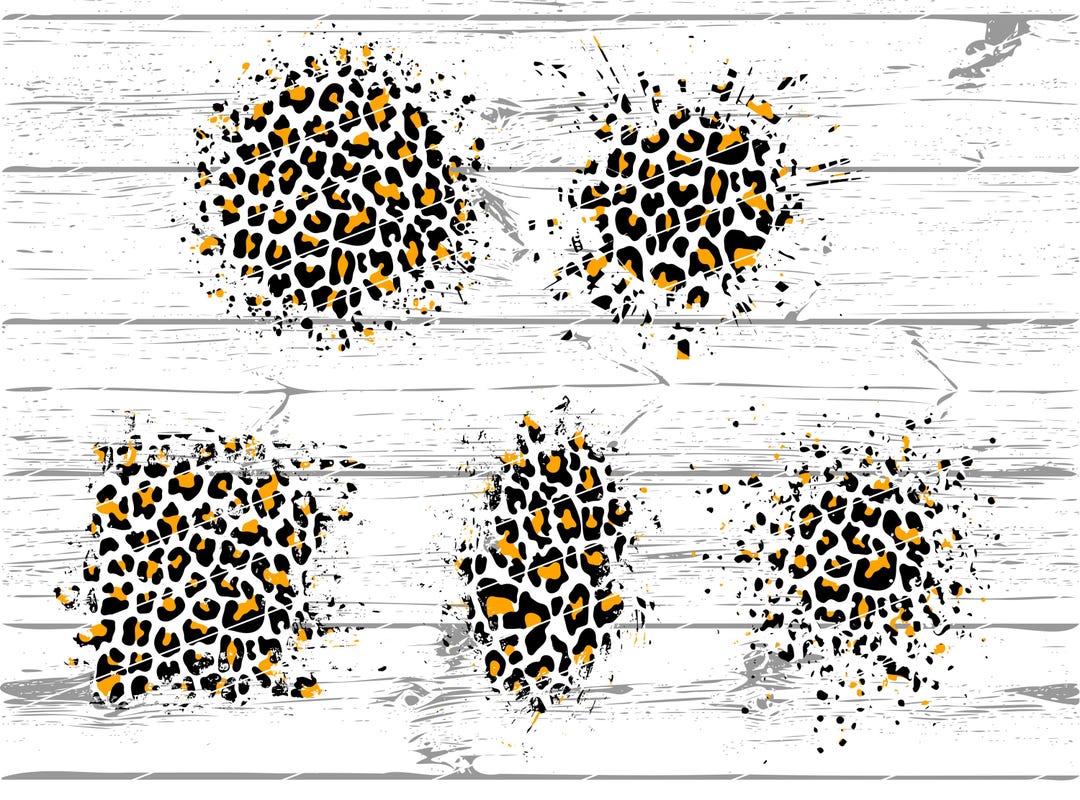 Distressed Cheetah Print PNG: Black, Gold, and Yellow Splatter (digital ...