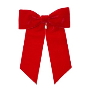 Memoria Bow With Pearl in Scarlet Velvet - Etsy